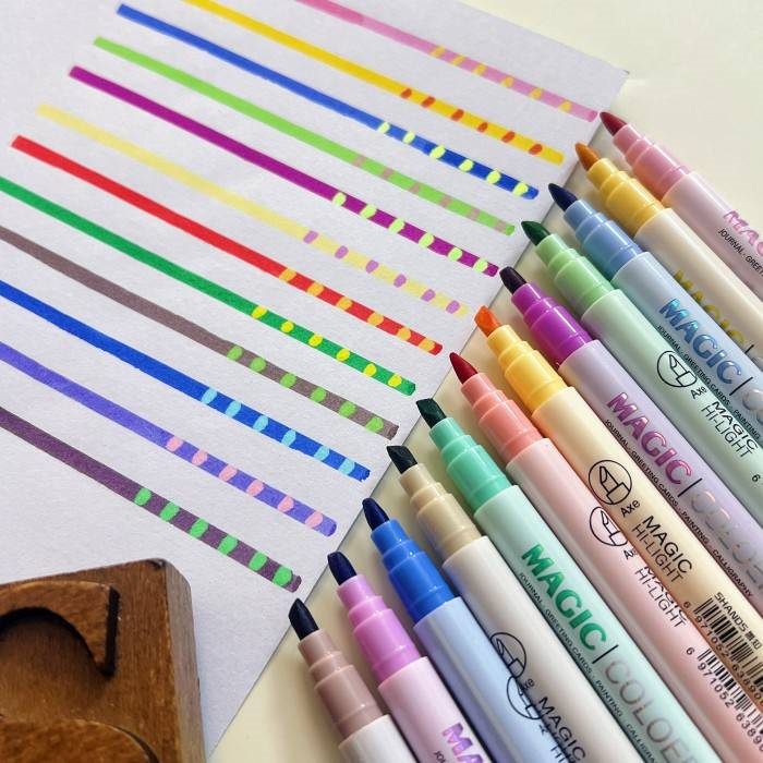 Dual Tip Magic Highlighters 12 Colors – Soto Studios
