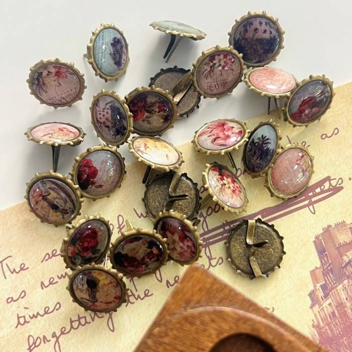 Antique Rose Paper Fasteners 24PCS – Soto Studios