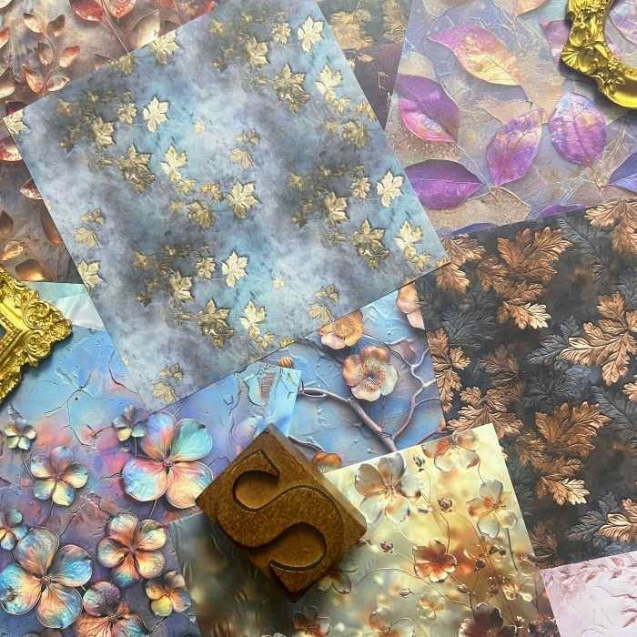 Metallic Leaves Collage Paper 24 Sheets – Soto Studios